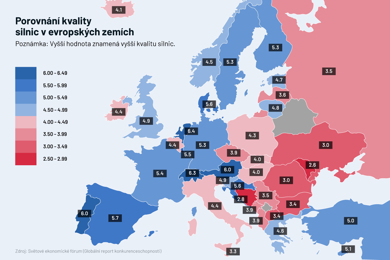 Stejné jako v Albánii, horší než v Polsku. Mapa porovnává české silnice s Evropou - Aktuálně.cz
