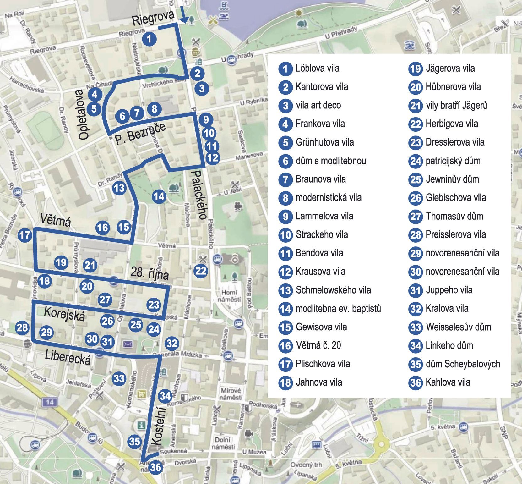Jablonec, centrum: vily německé tradice a záhadný arabský nápis z ...